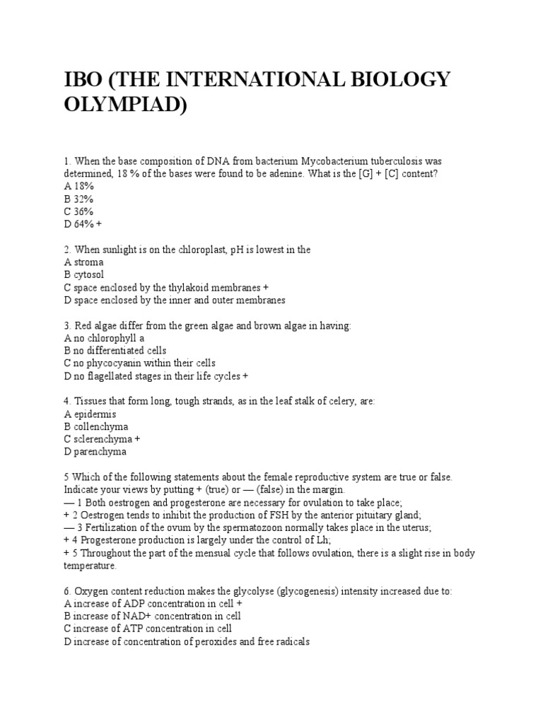 Ibo (The International Biology Olympiad) | Download Free PDF ...