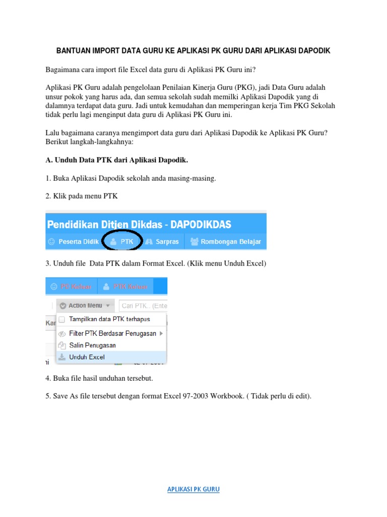 Bantuan Import Data Guru Ke Aplikasi PK Guru Dari Aplikasi Dapodik PDF ...