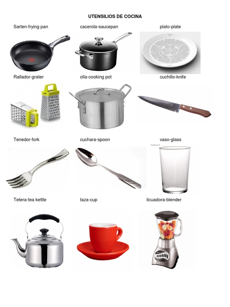 Utensilios de Cocina en Ingles y Español | PDF
