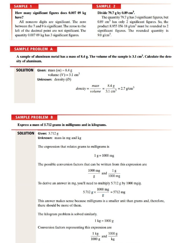 Holt Chemistry Problems | PDF