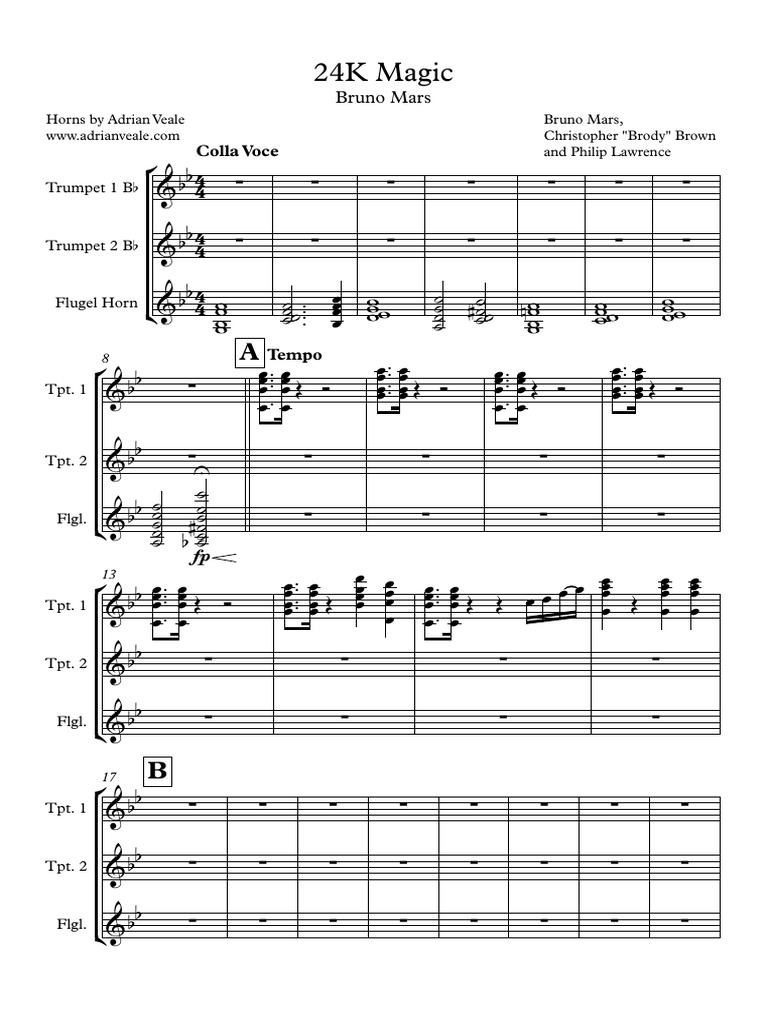 24K Magic - Full Score | PDF | Songs | Grammy Awards