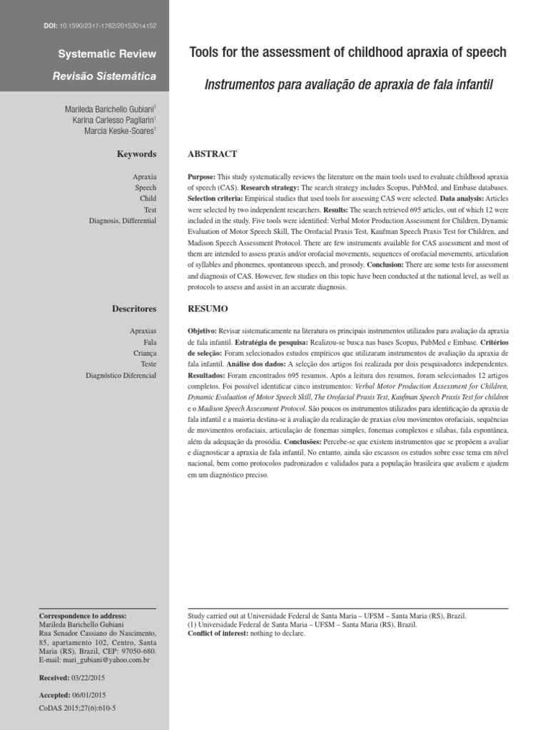 Childhood Apraxia of Speech Tools | PDF | Speech | Human Voice