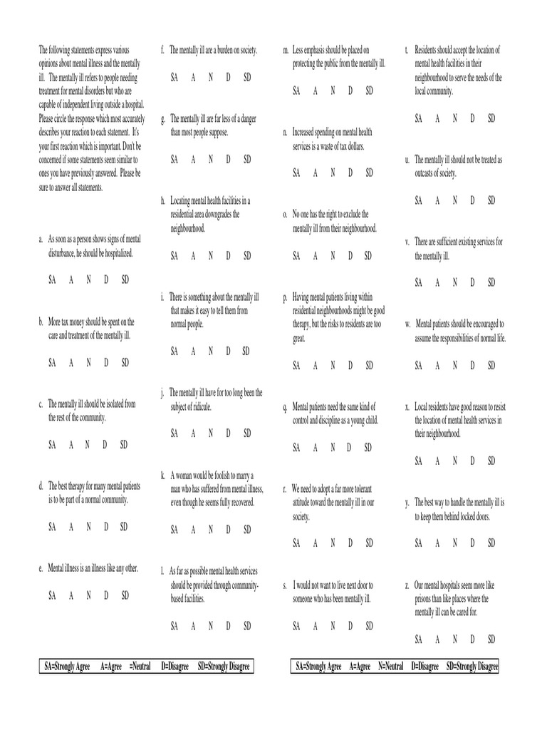 CAMI Questionnaire | PDF | Psychiatric Hospital | Mental Disorder