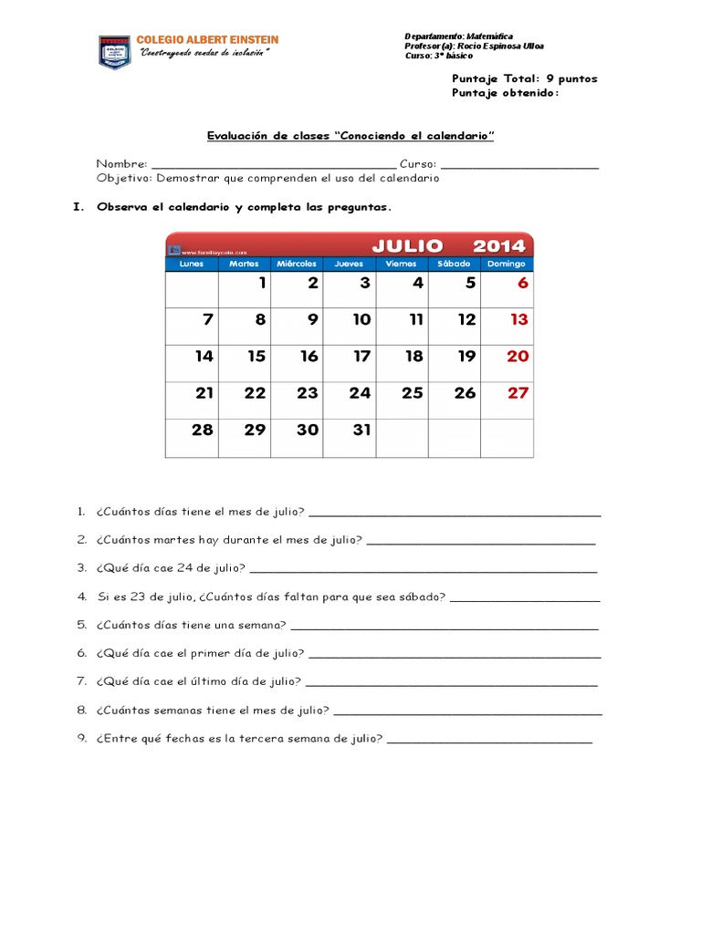 Guia Conociendo Calendario 3 Basico | PDF