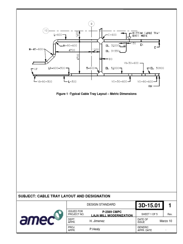 Figure 1 - Typical Cable Tray Layout - Metric Dimensions | PDF ...
