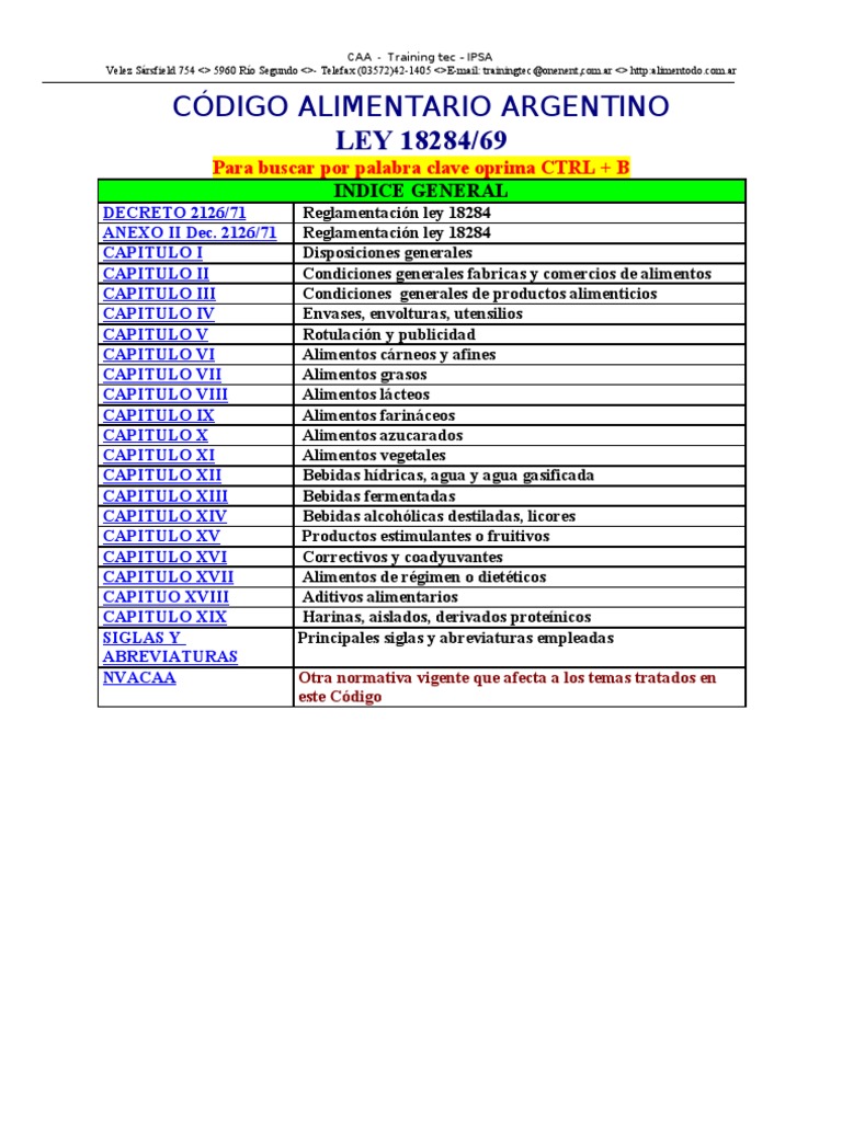 Caa | PDF | Alimentos | Regulación