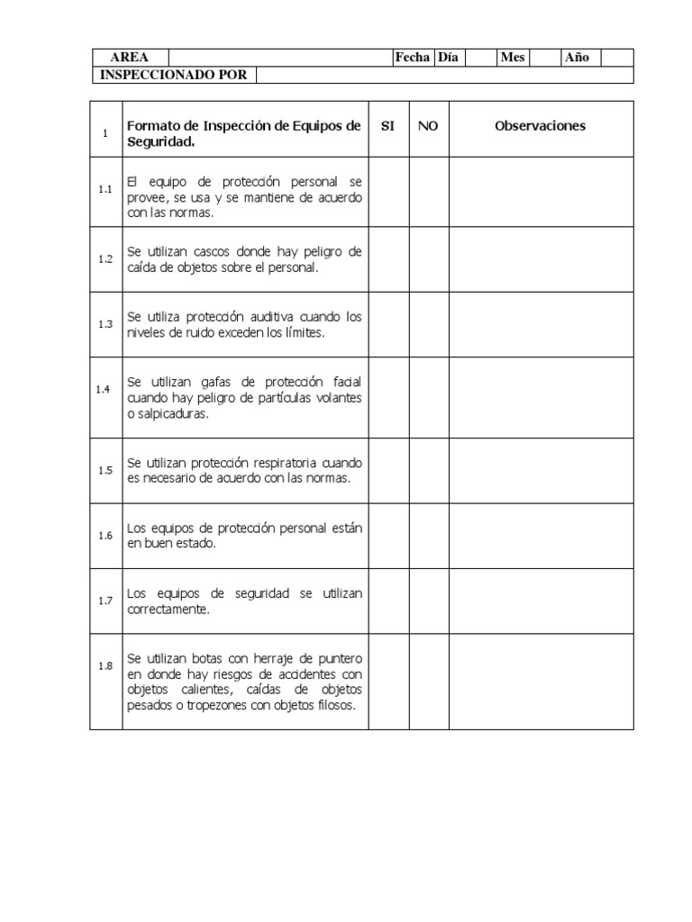 Formato de Inspeccion | PDF