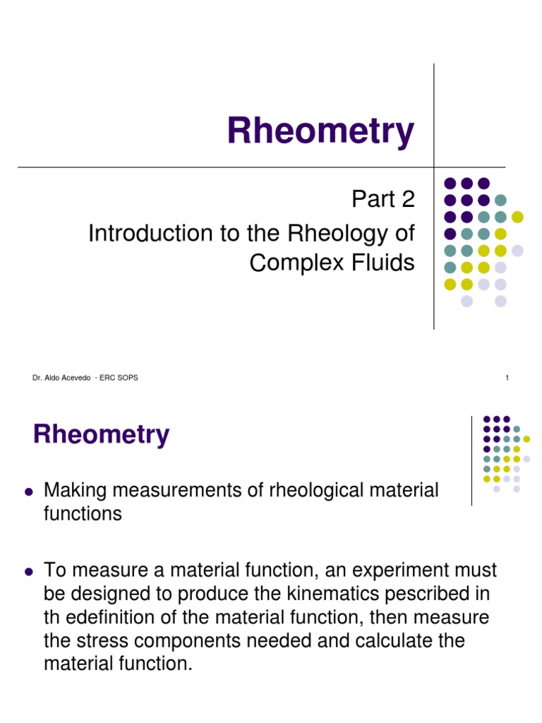 Rheometry: Introduction To The Rheology of Complex Fluids | PDF | Shear ...