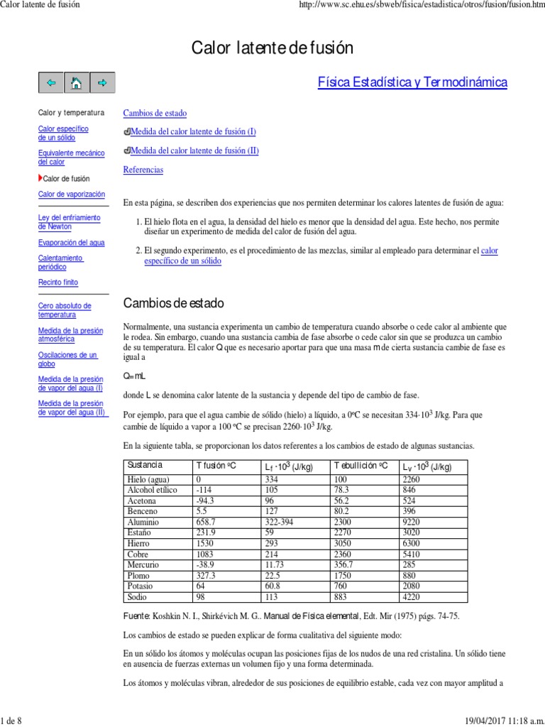 Calor Latente de Fusión | PDF | Calor | Calor latente
