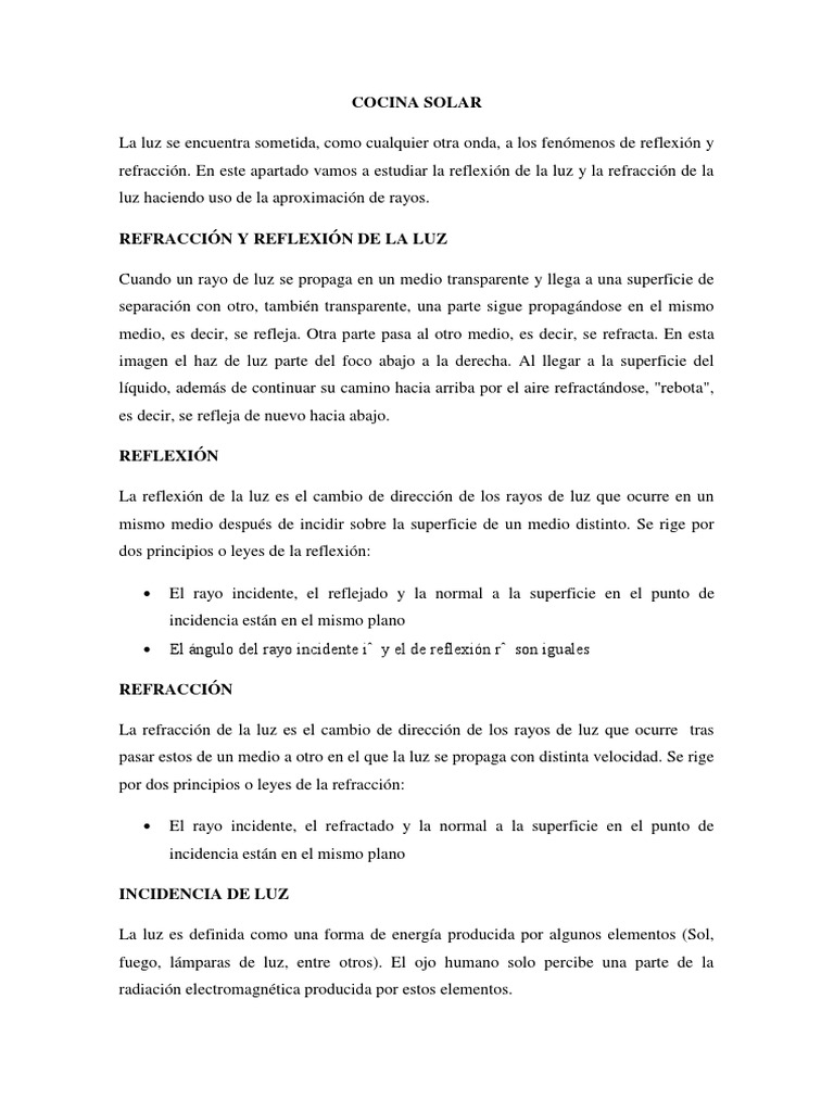 Explorando la reflexión y refracción de la luz solar | PDF | Refracción ...