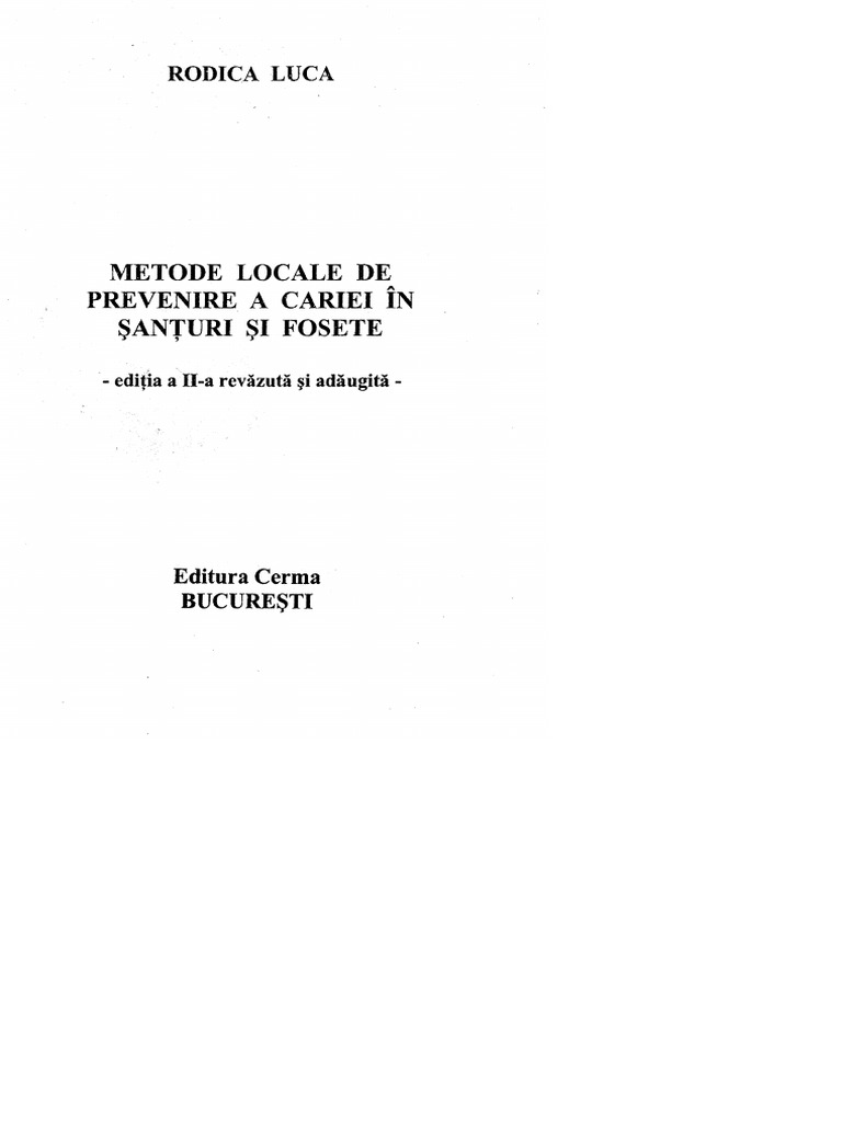 Rodica Luca Metode Locale de Prevenire A Cariei in Santuri Si Fosete ...