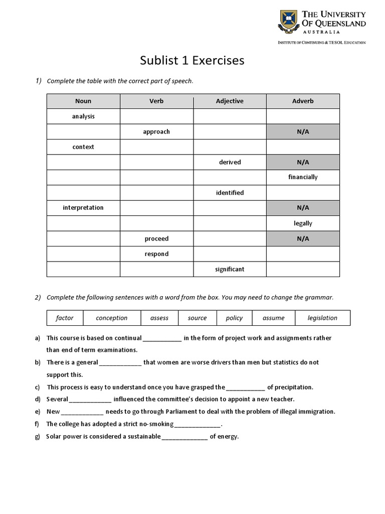 Academic Word List - Sublist 1 PDF | PDF