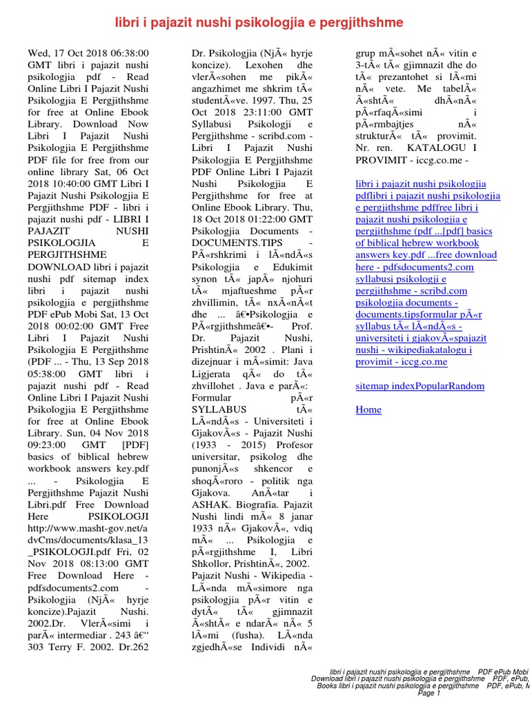 Libri I Pajazit Nushi Psikologjia e Pergjithshme PDF | PDF