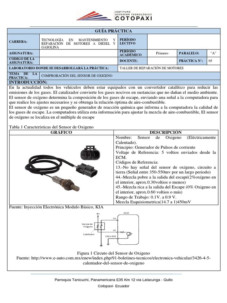 Guía Práctica Sensor de Oxigeno | PDF | Electricidad | Bienes ...