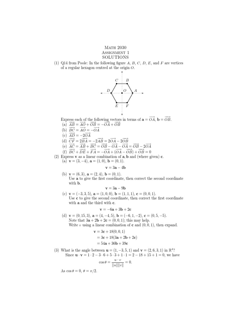 Math 2030 Assignment 1 Solutions | PDF | Abstract Algebra ...