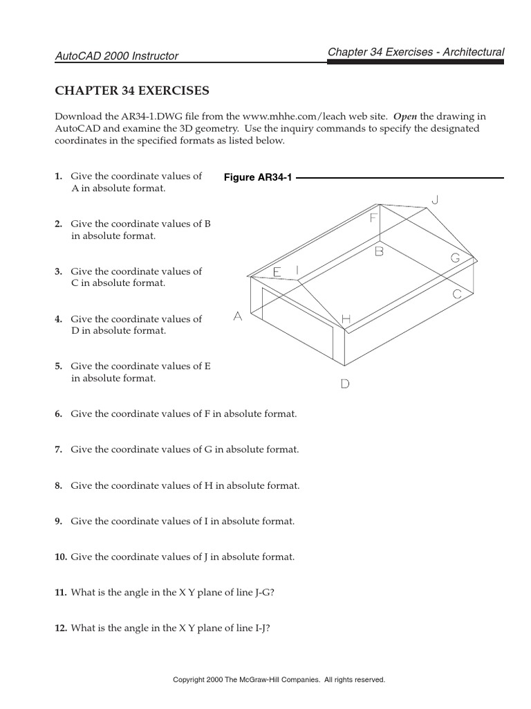Chapter 34 Exercises - Architectural Autocad 2000 Instructor | PDF