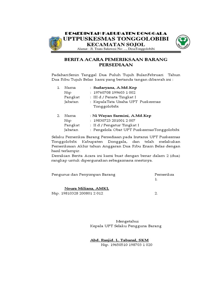 Berita Acara Aset Stok Opname DFTR Mutasi Prsediaan BRG | PDF