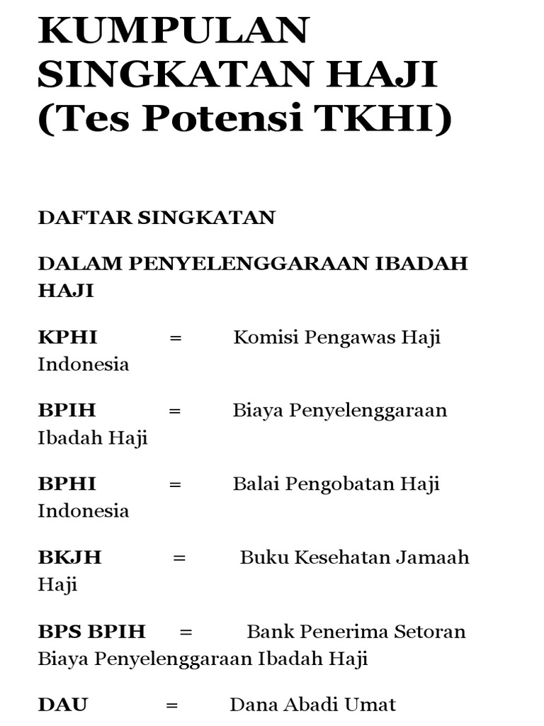 Singkatan Penting dalam Ibadah Haji | PDF | Kesehatan Holistik