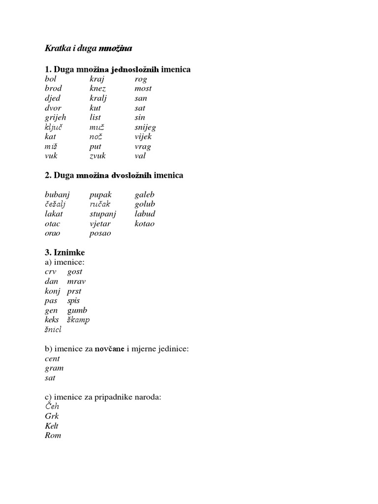 Kratka I Duga Mnozina | PDF