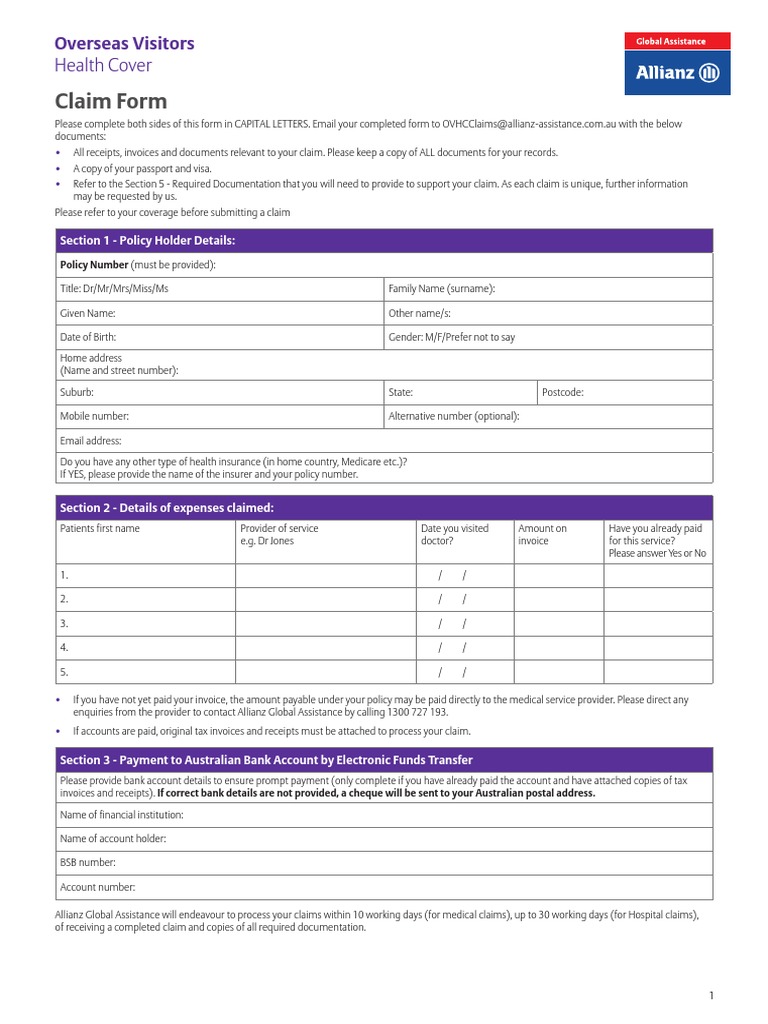 OVHC Claim Form 102017 PDF | PDF | Receipt | Invoice