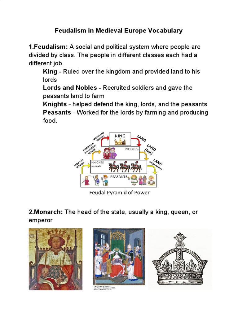 K e Feudalism in Medieval Europe Vocabulary | PDF