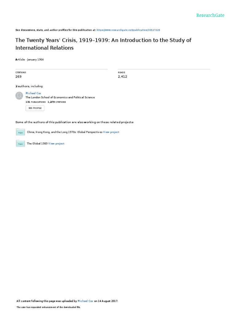 The Twenty Years Crisis 1919-1939 An Introduction PDF | PDF | East Asia ...