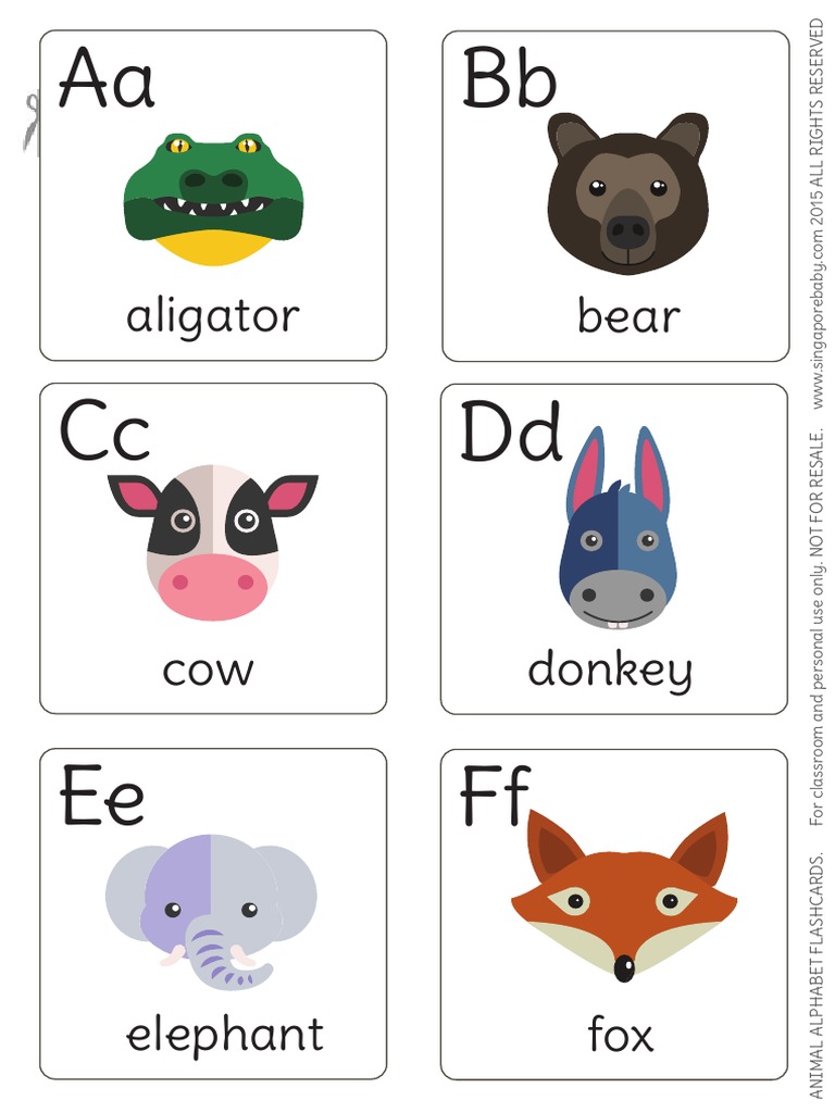 Animal Alphabet Flashcards PDF | PDF | Languages | Language Arts ...