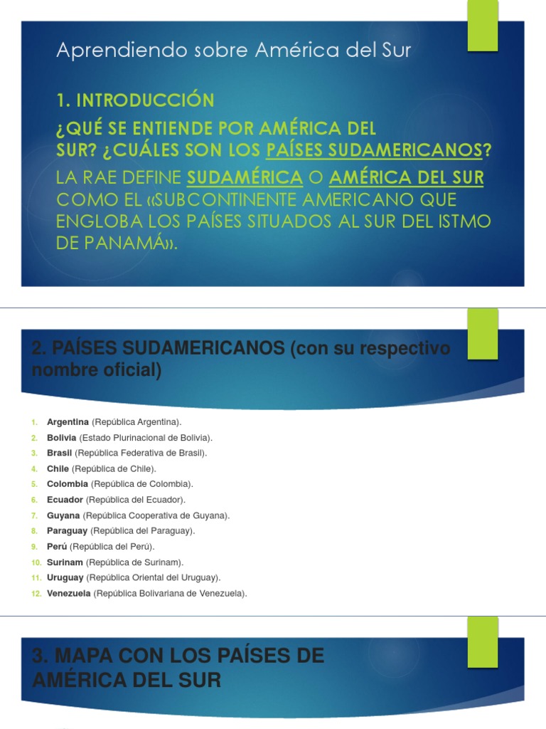 Países de Sudamérica y sus características | PDF | América del Sur ...