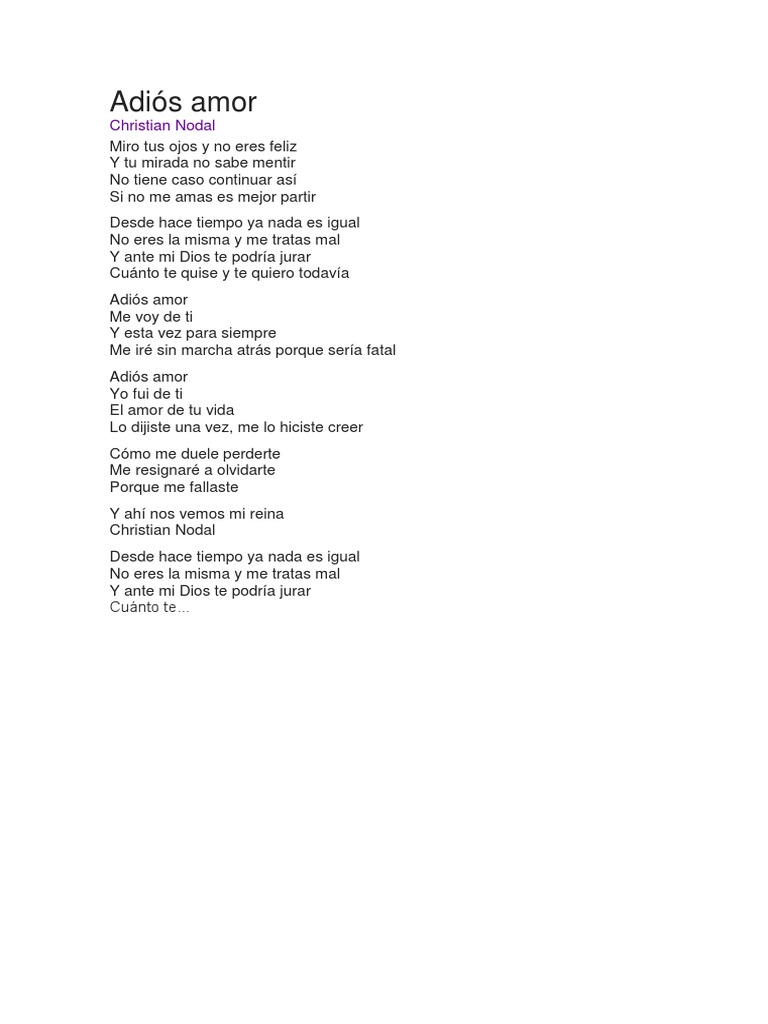 Adiós Amor | PDF