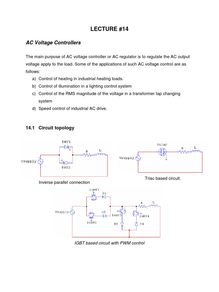 Lecture #14: AC Voltage Controllers | PDF | Alternating Current | Electronic Engineering