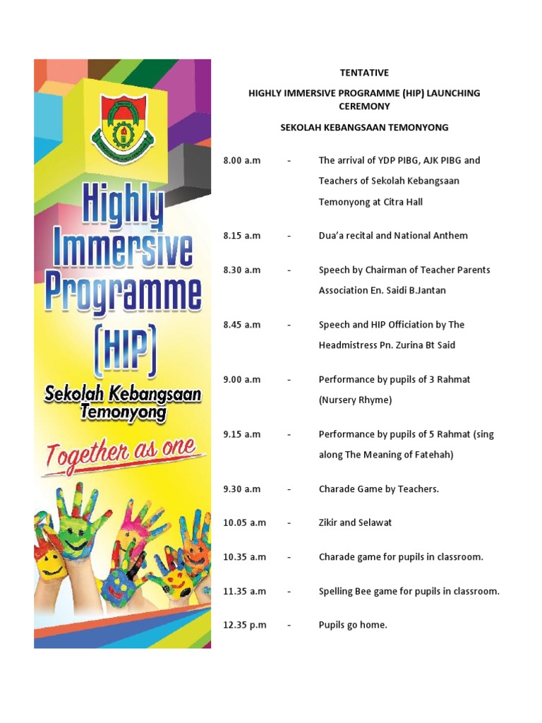 Tentative Highly Immersive Programme (Hip) Launching Ceremony Sekolah ...