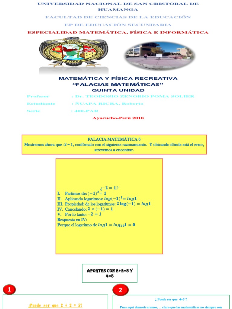 Falacias Matemáticas | PDF | Raíz cuadrada | Logaritmo