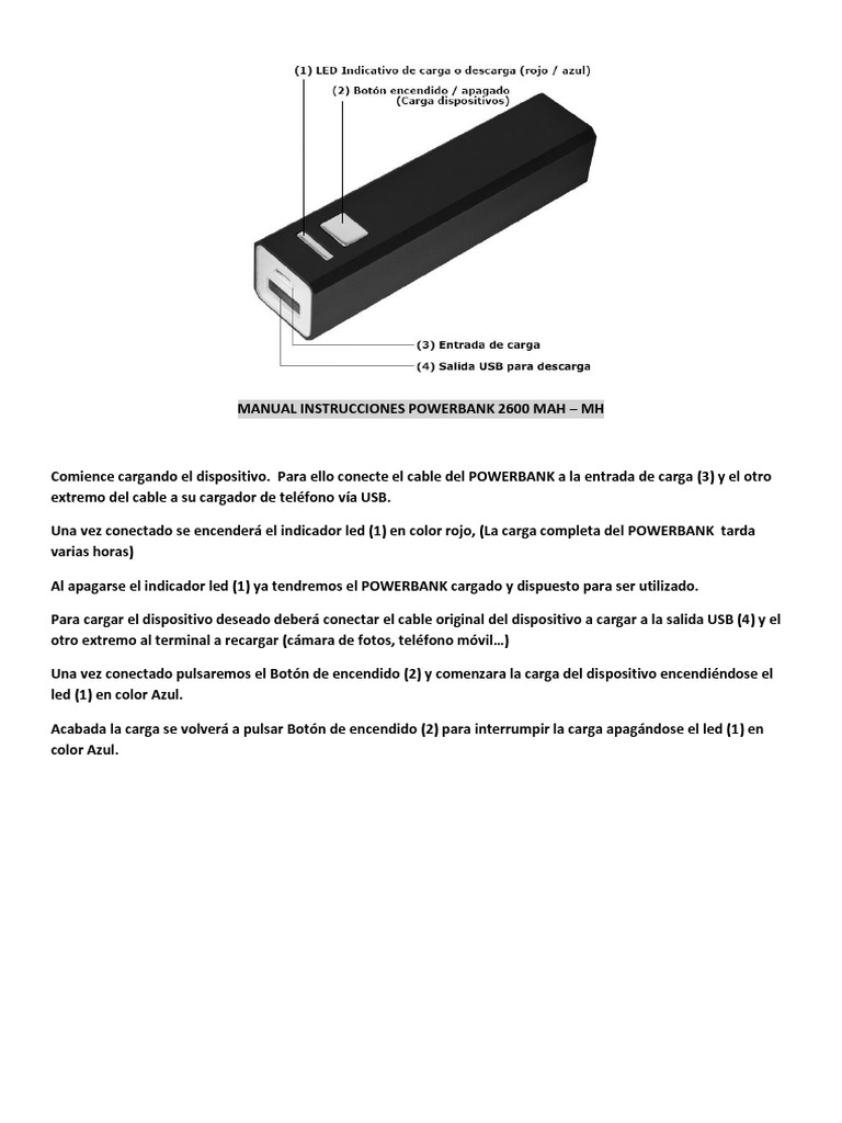 Manual Instrucciones Powerbank PDF | PDF