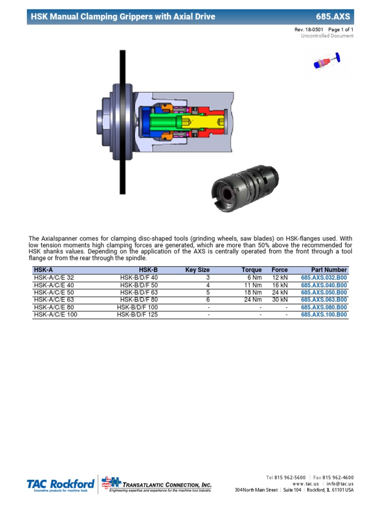 685AXS HSK Manual Clamping Grippers With Axial Drive | PDF