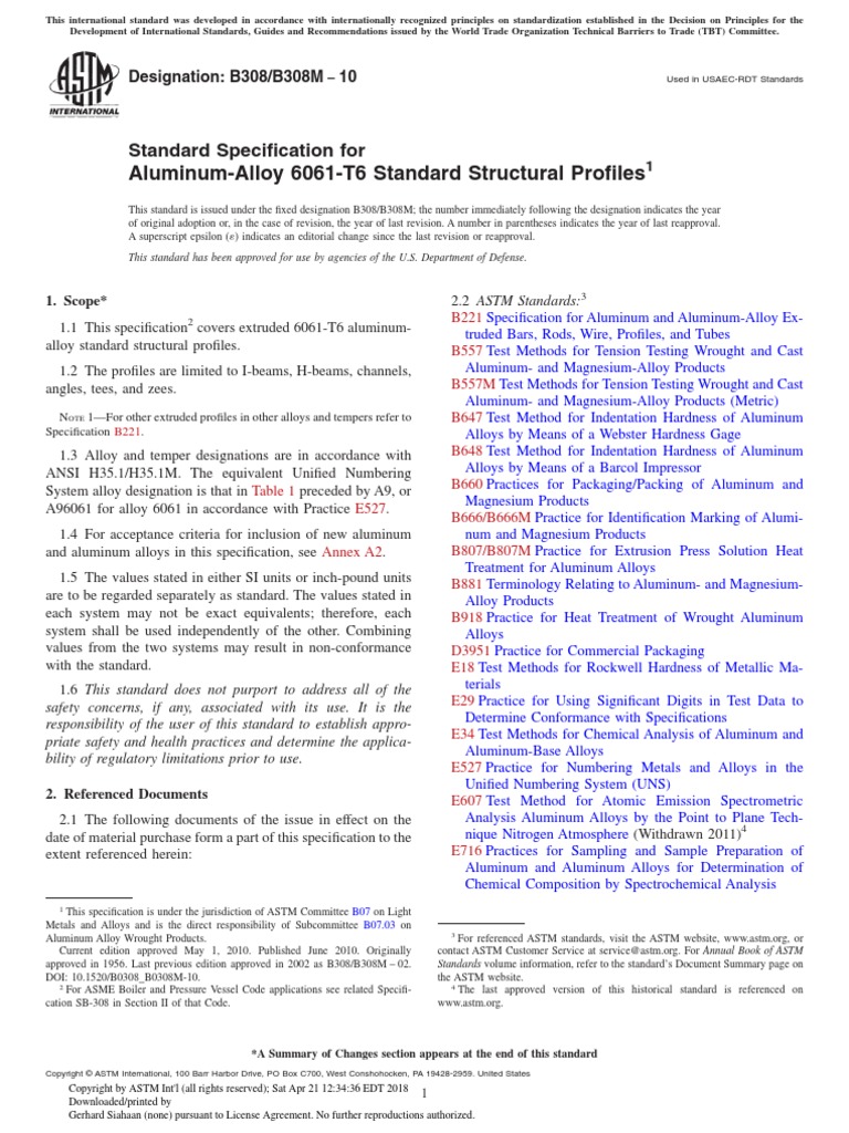 ASTM B308_B308M−10 | Specification (Technical Standard) | Alloy