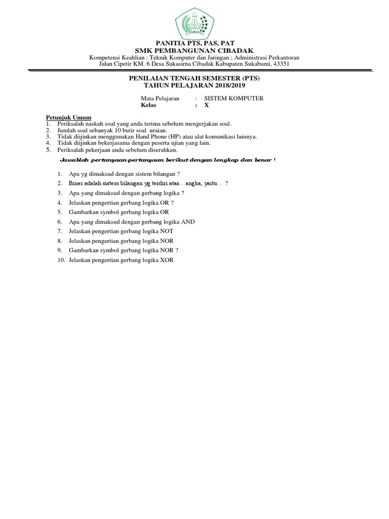 Soal - PTS Siskom | PDF