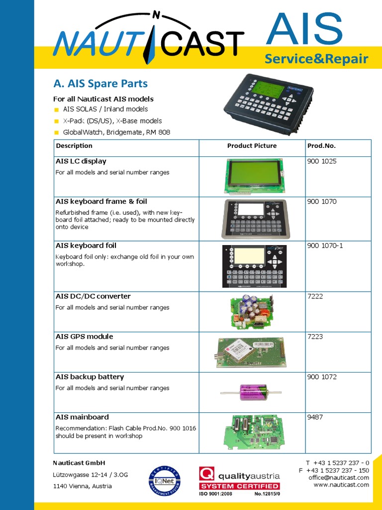 Nauticast AIS Spare Parts & Accessories | PDF | Telecommunications ...