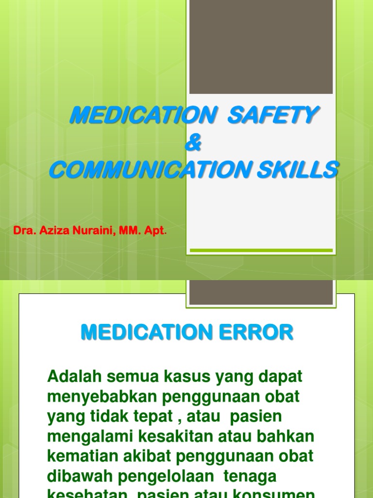 Medication Safety & Communication Skills | PDF