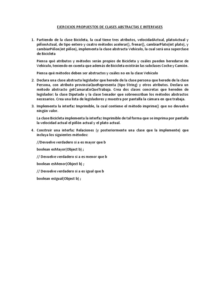 Ejercicios Propuestos de Clases Abstractas e Interfases | PDF