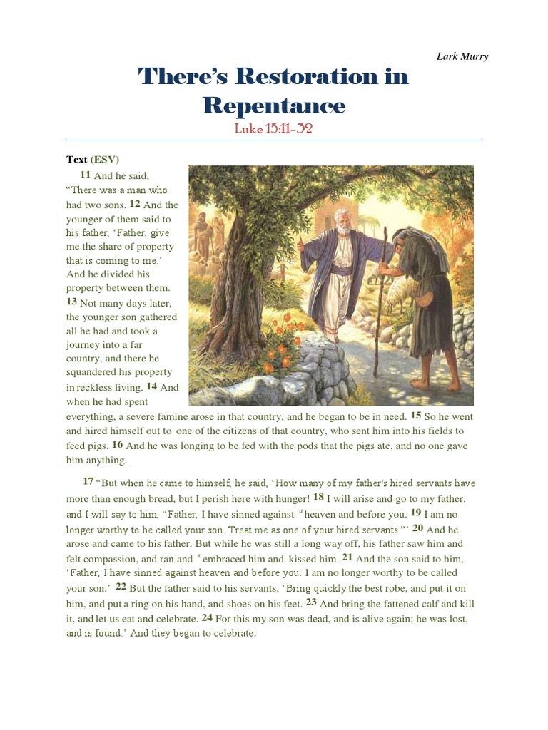 Luke 15: 11-32 The Prodigal Son | PDF | Confession (Religion) | Jesus