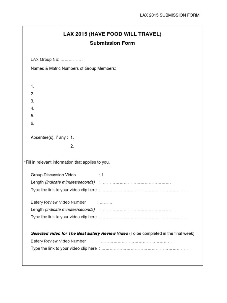 Lax 2015 - Submission Form | PDF