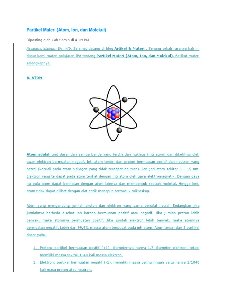 Partikel Materi: Atom, Ion, dan Molekul | PDF