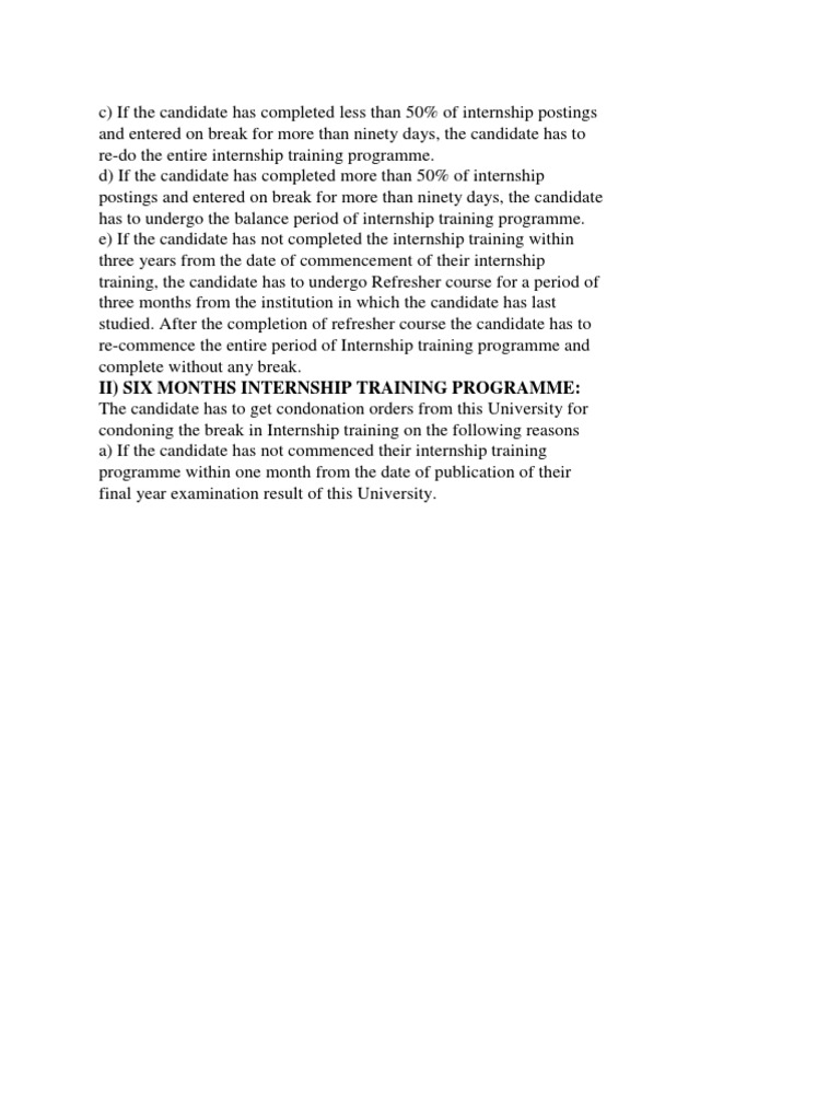 Ii) Six Months Internship Training Programme | PDF | Career & Growth