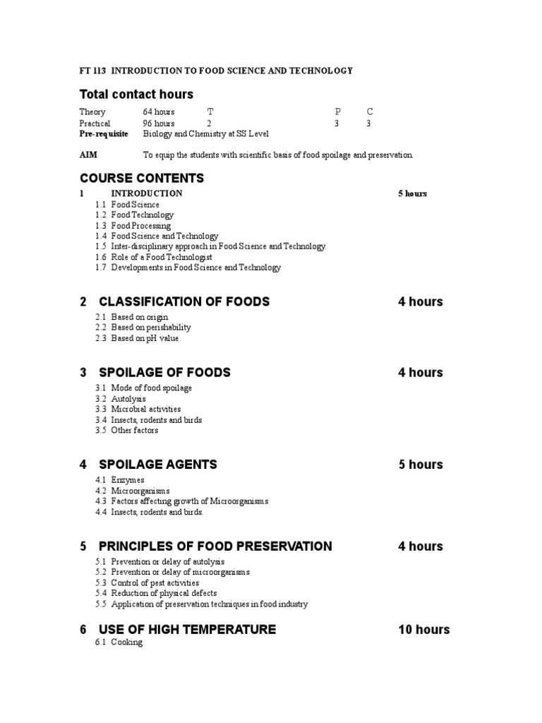 Ft113 Food Science and | PDF | Food Preservation | Food Science
