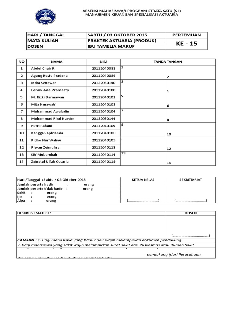 Absensi Mahasiswa | PDF