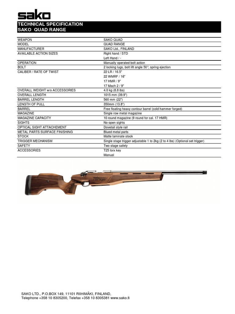 Technical Specification Sako Quad Range | PDF