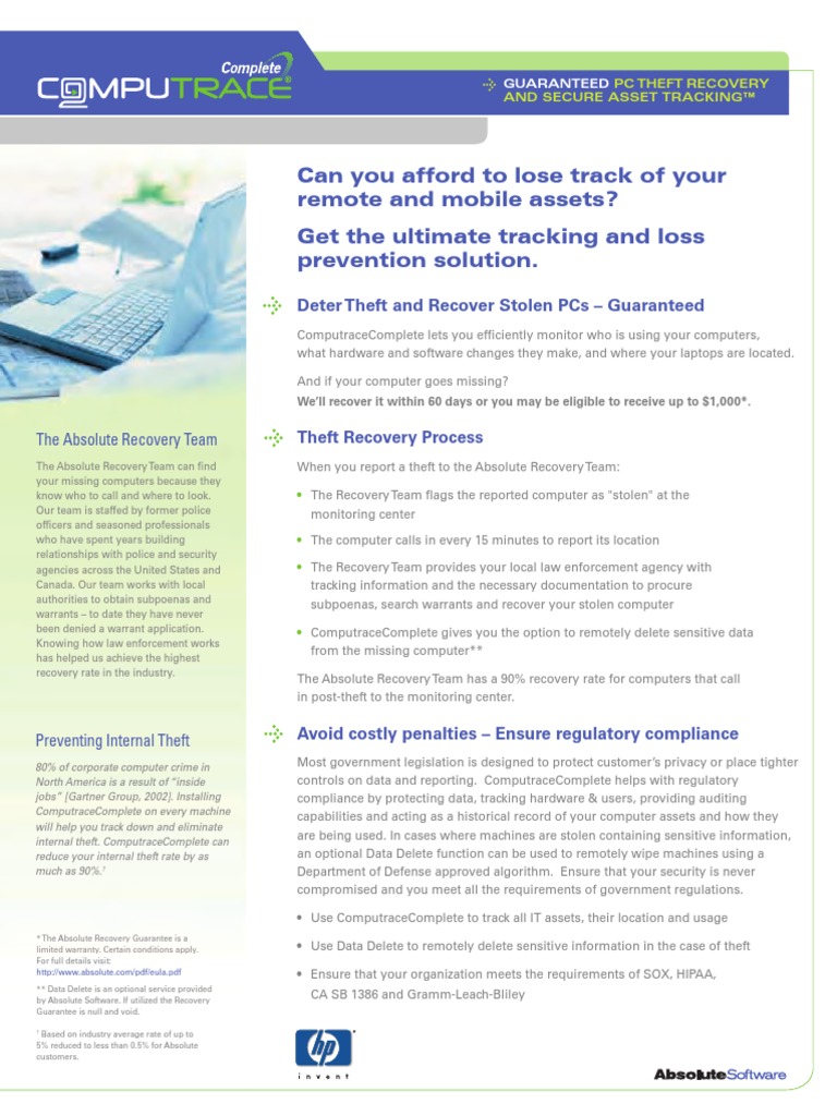 HP ComputraceComplete Brochure | PDF | Digital Technology ...