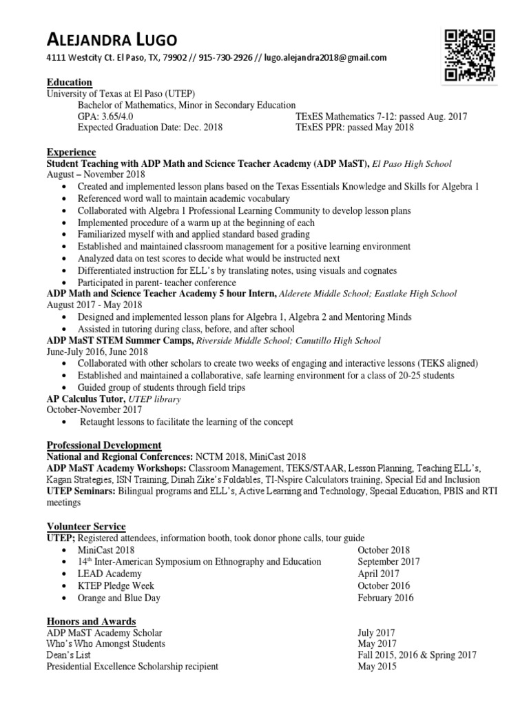 Alejandra Lugo Resume | PDF | Schools | Teachers