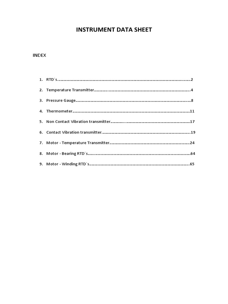 Instrument Data Sheets | PDF | Pressure Measurement | Sensor