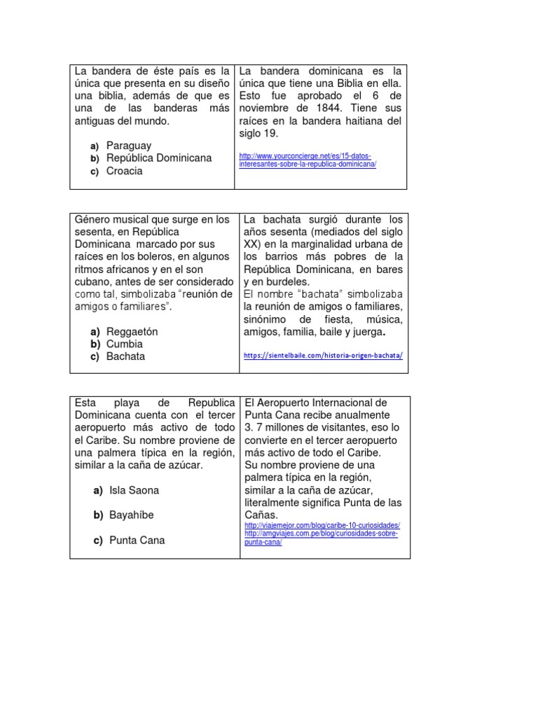 Preguntas de Trivia | PDF | República Dominicana | Ámbar
